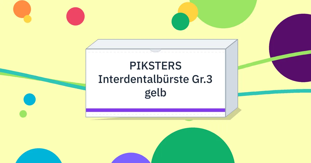 Symbolbild: Packung mit der Aufschrift PIKSTERS Interdentalbürste Gr.3 gelb (PZN 17593085) – Verfügbarkeit und Bezug in Apotheken in Frankfurt am Main
