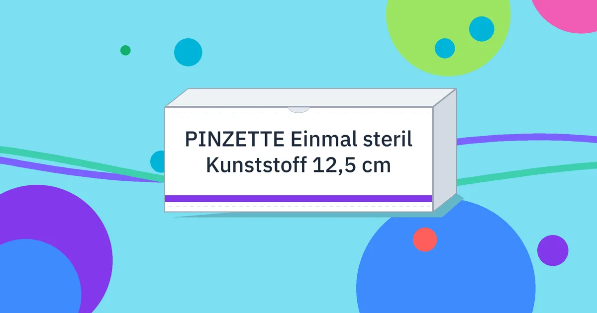 Symbolbild: Packung mit der Aufschrift PINZETTE Einmal steril Kunststoff 12,5 cm (PZN 10082890) – Verfügbarkeit und Bezug in Apotheken in Frankfurt am Main