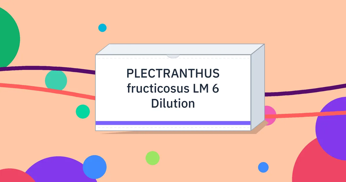Symbolbild: Packung mit der Aufschrift PLECTRANTHUS fructicosus LM 6 Dilution (PZN 13648458) – Verfügbarkeit und Bezug in Apotheken in Frankfurt am Main