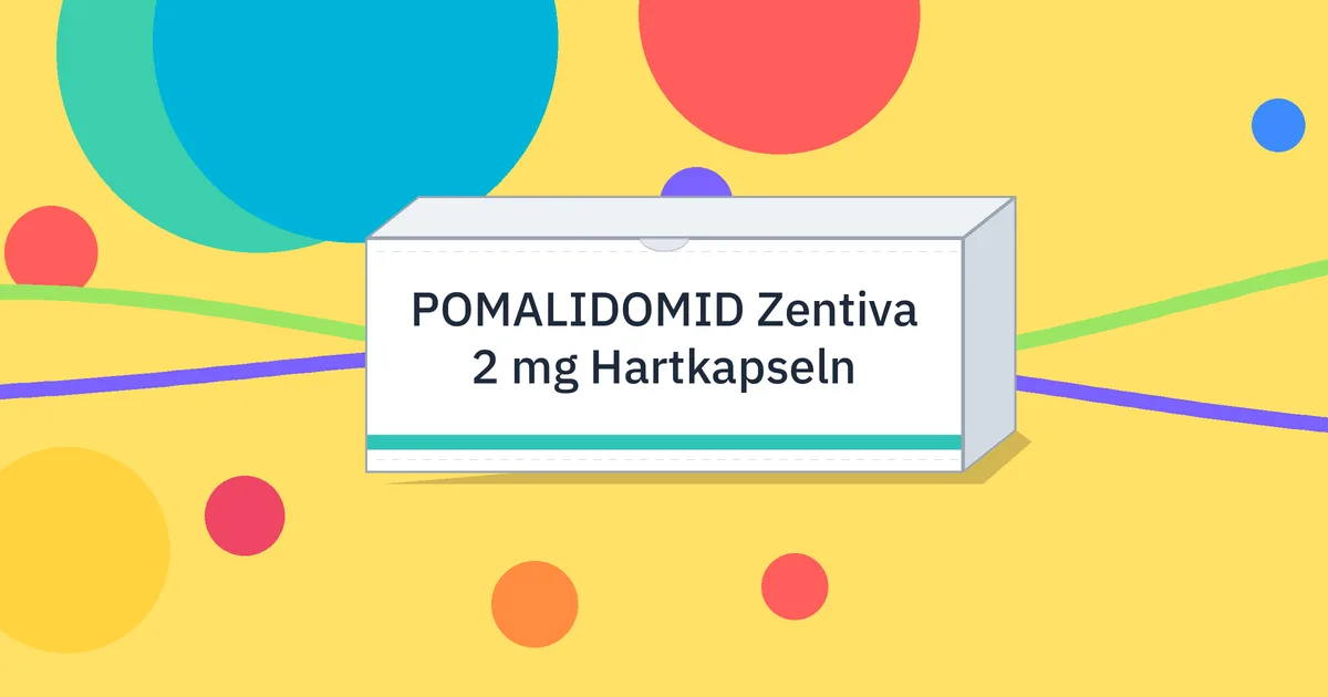 Symbolbild: Packung mit der Aufschrift POMALIDOMID Zentiva 2 mg Hartkapseln (PZN 18746869) – Verfügbarkeit und Bezug in Apotheken in Frankfurt am Main