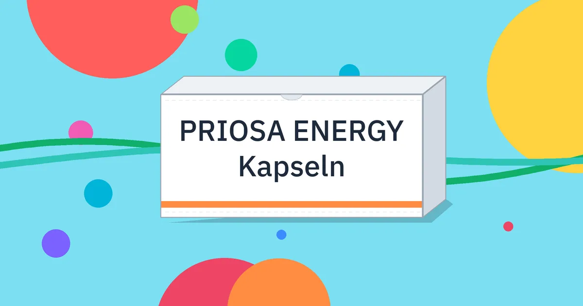 Symbolbild: Packung mit der Aufschrift PRIOSA ENERGY Kapseln (PZN 16778865) – Verfügbarkeit und Bezug in Apotheken in Frankfurt am Main