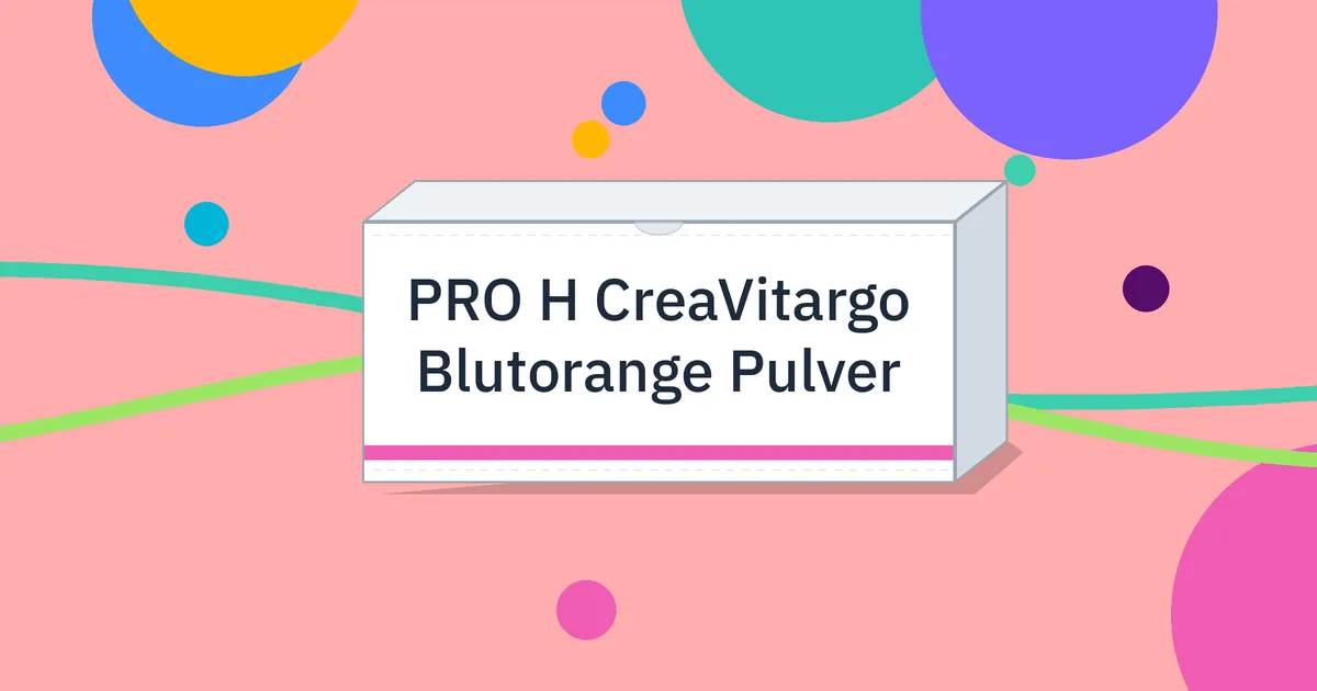 Symbolbild: Packung mit der Aufschrift PRO H CreaVitargo Blutorange Pulver (PZN 07681701) – Verfügbarkeit und Bezug in Apotheken in Frankfurt am Main