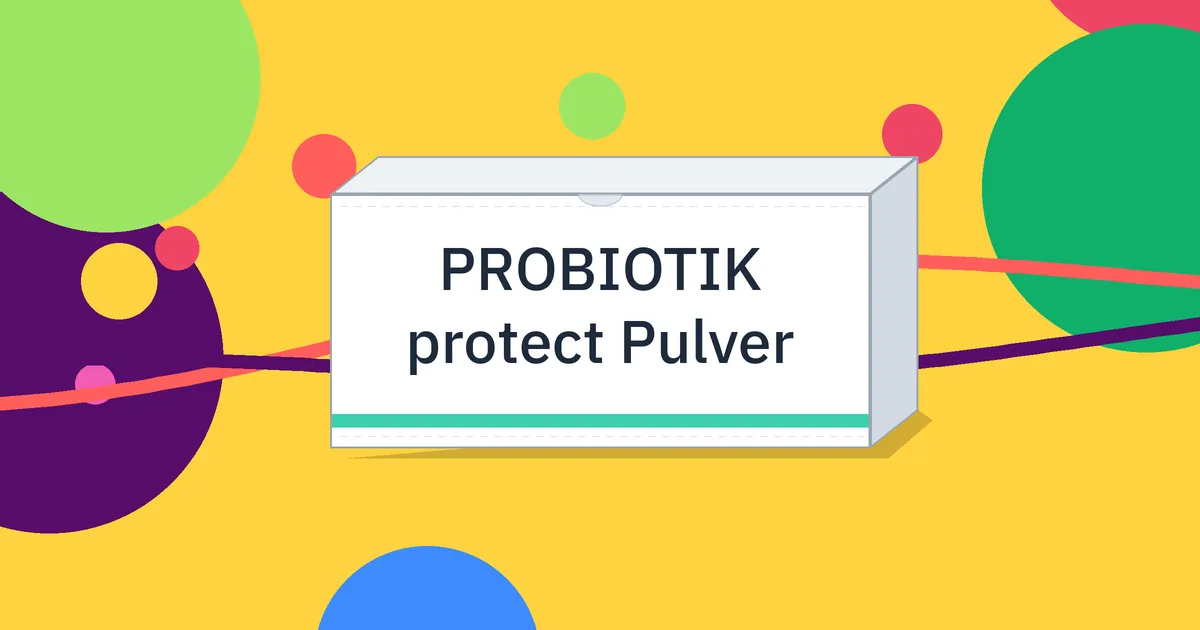 Symbolbild: Packung mit der Aufschrift PROBIOTIK protect Pulver (PZN 09711576) – Verfügbarkeit und Bezug in Apotheken in Frankfurt am Main