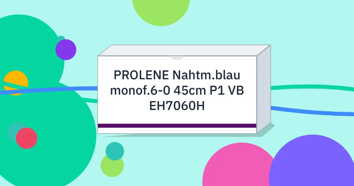 Symbolbild: Packung mit der Aufschrift PROLENE Nahtm.blau monof.6-0 45cm P1 VB EH7060H (PZN 16255558) – Verfügbarkeit und Bezug in Apotheken in Frankfurt am Main