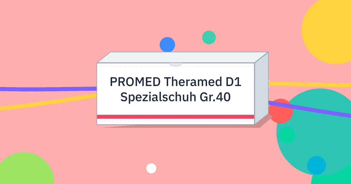 Symbolbild: Packung mit der Aufschrift PROMED Theramed D1 Spezialschuh Gr.40 (PZN 05482452) – Verfügbarkeit und Bezug in Apotheken in Frankfurt am Main