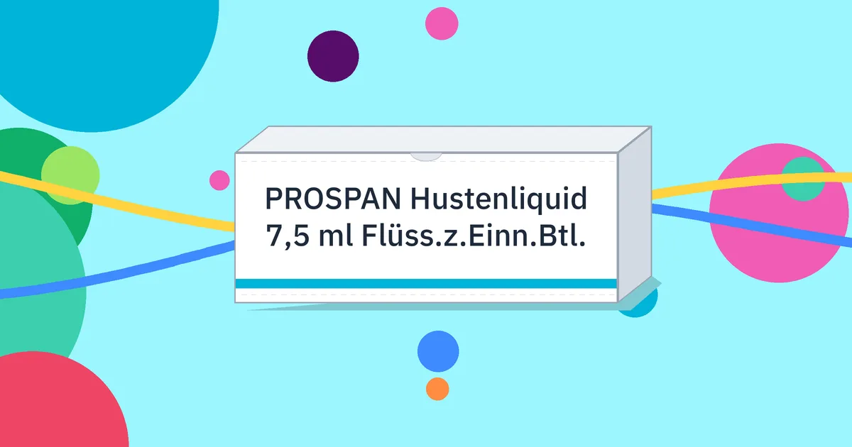 Symbolbild: Packung mit der Aufschrift PROSPAN Hustenliquid 7,5 ml Flüss.z.Einn.Btl. (PZN 19541454) – Verfügbarkeit und Bezug in Apotheken in Frankfurt am Main