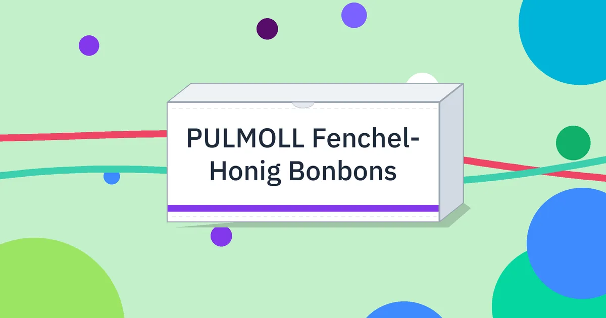 Symbolbild: Packung mit der Aufschrift PULMOLL Fenchel-Honig Bonbons (PZN 12416852) – Verfügbarkeit und Bezug in Apotheken in Frankfurt am Main