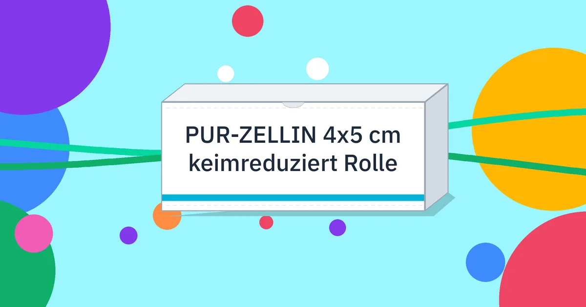 Symbolbild: Packung mit der Aufschrift PUR-ZELLIN 4x5 cm keimreduziert Rolle (PZN 18731230) – Verfügbarkeit und Bezug in Apotheken in Frankfurt am Main