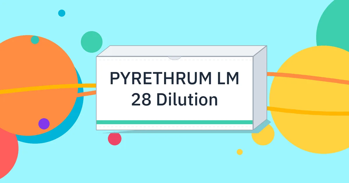 Symbolbild: Packung mit der Aufschrift PYRETHRUM LM 28 Dilution (PZN 13671954) – Verfügbarkeit und Bezug in Apotheken in Frankfurt am Main
