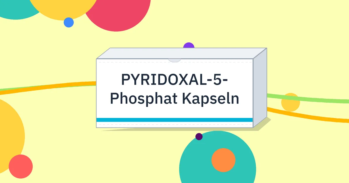 Symbolbild: Packung mit der Aufschrift PYRIDOXAL-5-Phosphat Kapseln (PZN 17617845) – Verfügbarkeit und Bezug in Apotheken in Frankfurt am Main