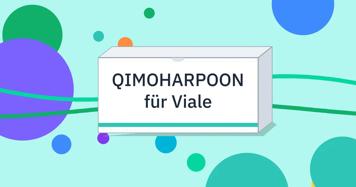 Symbolbild: Packung mit der Aufschrift QIMOHARPOON für Viale (PZN 14288039) – Verfügbarkeit und Bezug in Apotheken in Frankfurt am Main
