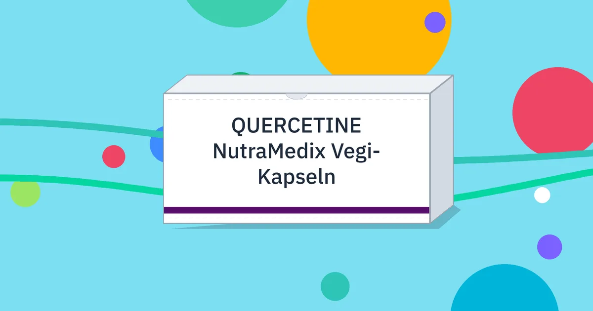 Symbolbild: Packung mit der Aufschrift QUERCETINE NutraMedix Vegi-Kapseln (PZN 17531730) – Verfügbarkeit und Bezug in Apotheken in Frankfurt am Main