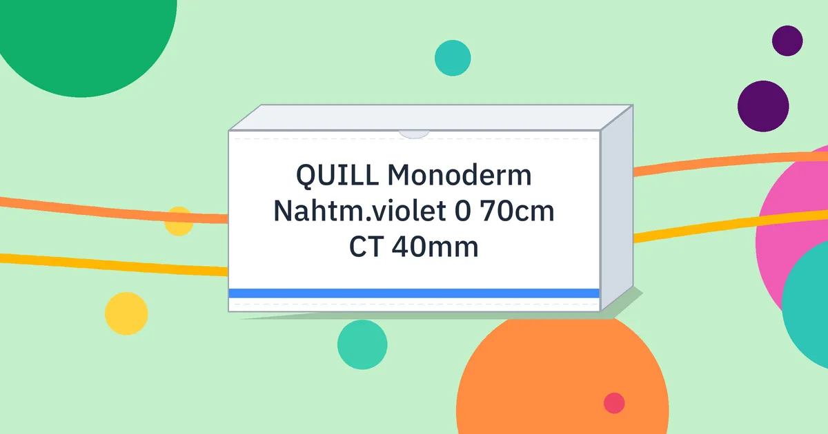 Symbolbild: Packung mit der Aufschrift QUILL Monoderm Nahtm.violet 0 70cm CT 40mm (PZN 17987861) – Verfügbarkeit und Bezug in Apotheken in Frankfurt am Main
