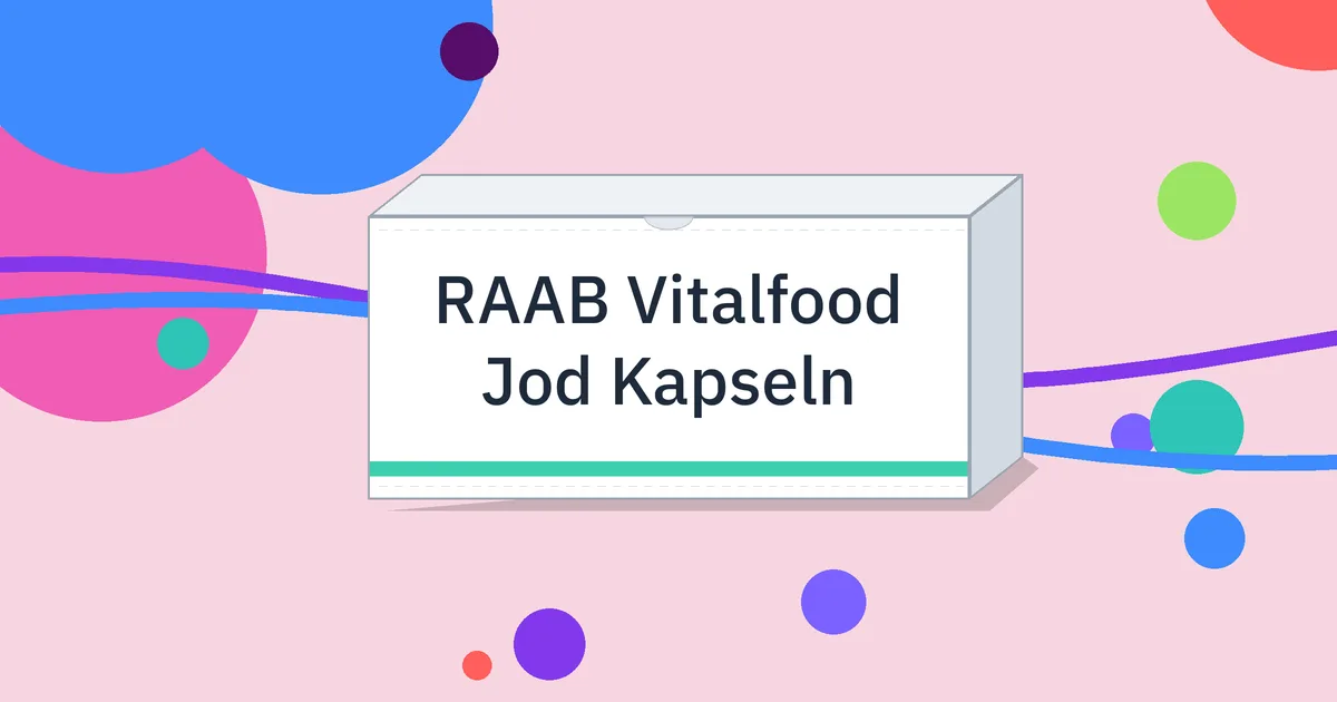 Symbolbild: Packung mit der Aufschrift RAAB Vitalfood Jod Kapseln (PZN 19305268) – Verfügbarkeit und Bezug in Apotheken in Frankfurt am Main