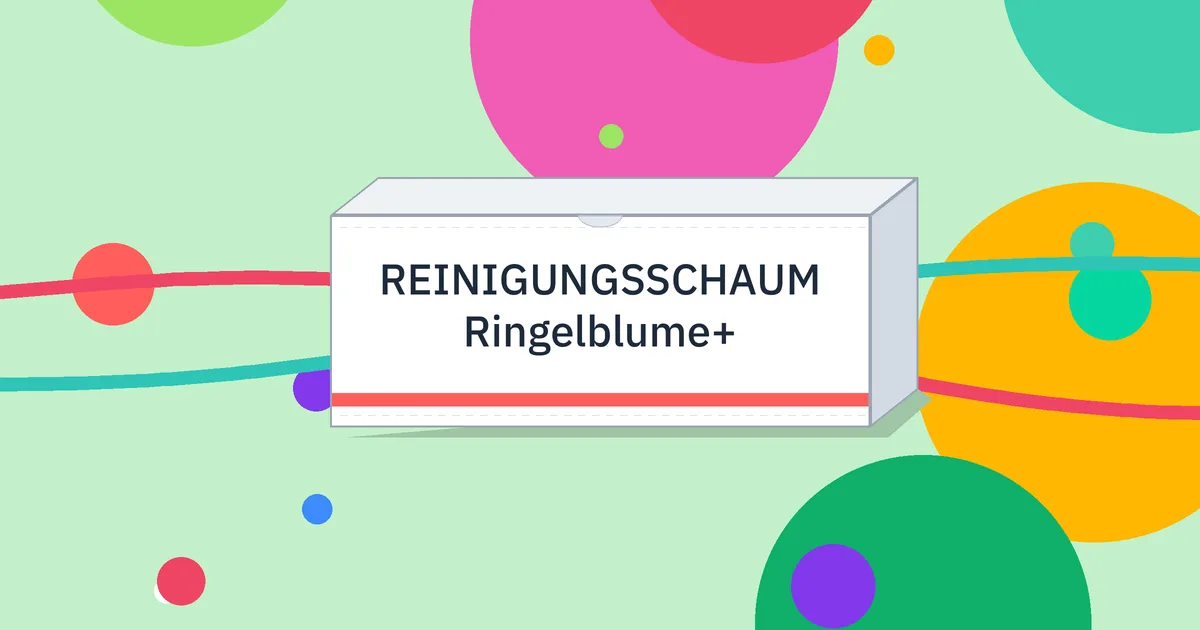 Symbolbild: Packung mit der Aufschrift REINIGUNGSSCHAUM Ringelblume+ (PZN 17429144) – Verfügbarkeit und Bezug in Apotheken in Frankfurt am Main
