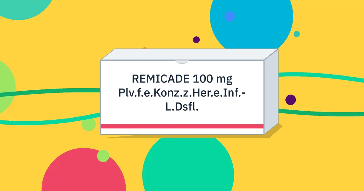 Symbolbild: Packung mit der Aufschrift REMICADE 100 mg Plv.f.e.Konz.z.Her.e.Inf.-L.Dsfl. (PZN 11098580) – Verfügbarkeit und Bezug in Apotheken in Frankfurt am Main