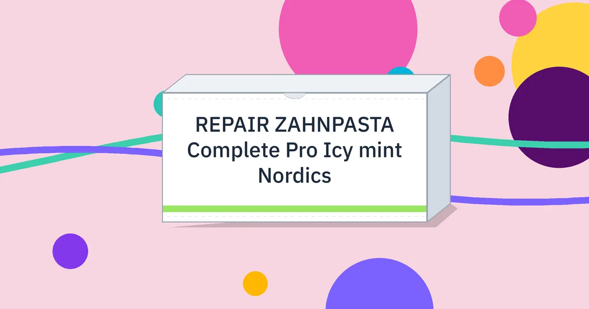 Symbolbild: Packung mit der Aufschrift REPAIR ZAHNPASTA Complete Pro Icy mint Nordics (PZN 19851901) – Verfügbarkeit und Bezug in Apotheken in Frankfurt am Main
