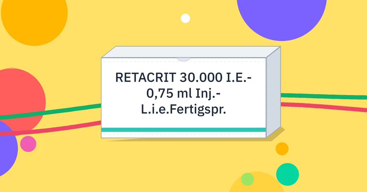 Symbolbild: Packung mit der Aufschrift RETACRIT 30.000 I.E.-0,75 ml Inj.-L.i.e.Fertigspr. (PZN 14235451) – Verfügbarkeit und Bezug in Apotheken in Frankfurt am Main