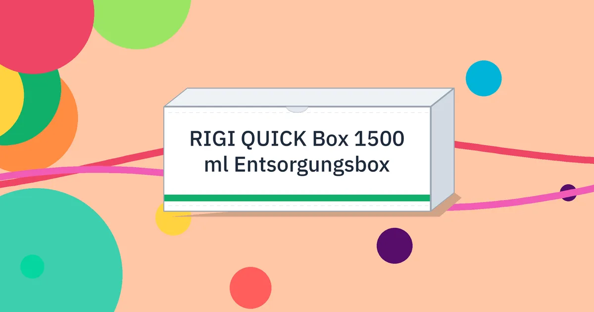 Symbolbild: Packung mit der Aufschrift RIGI QUICK Box 1500 ml Entsorgungsbox (PZN 09288066) – Verfügbarkeit und Bezug in Apotheken in Frankfurt am Main