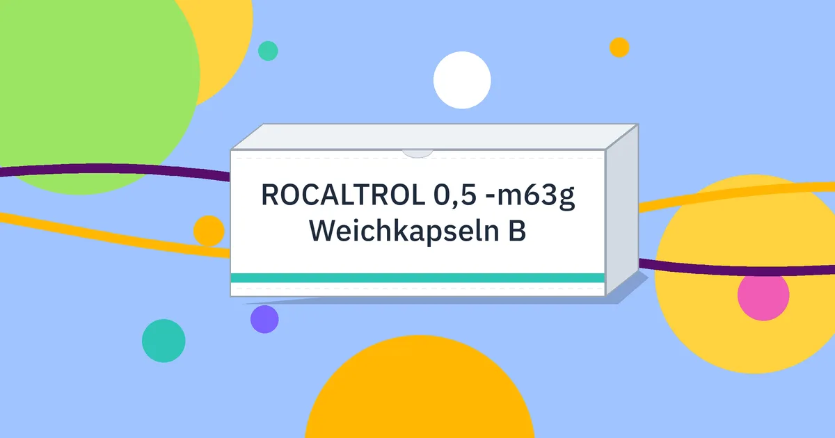 Symbolbild: Packung mit der Aufschrift ROCALTROL 0,5 -m63g Weichkapseln B (PZN 07379899) – Verfügbarkeit und Bezug in Apotheken in Frankfurt am Main