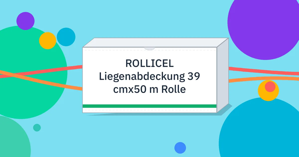 Symbolbild: Packung mit der Aufschrift ROLLICEL Liegenabdeckung 39 cmx50 m Rolle (PZN 11350476) – Verfügbarkeit und Bezug in Apotheken in Frankfurt am Main