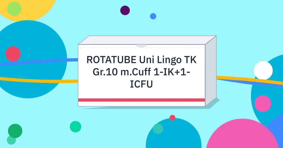 Symbolbild: Packung mit der Aufschrift ROTATUBE Uni Lingo TK Gr.10 m.Cuff 1-IK+1-ICFU (PZN 20925384) – Verfügbarkeit und Bezug in Apotheken in Frankfurt am Main