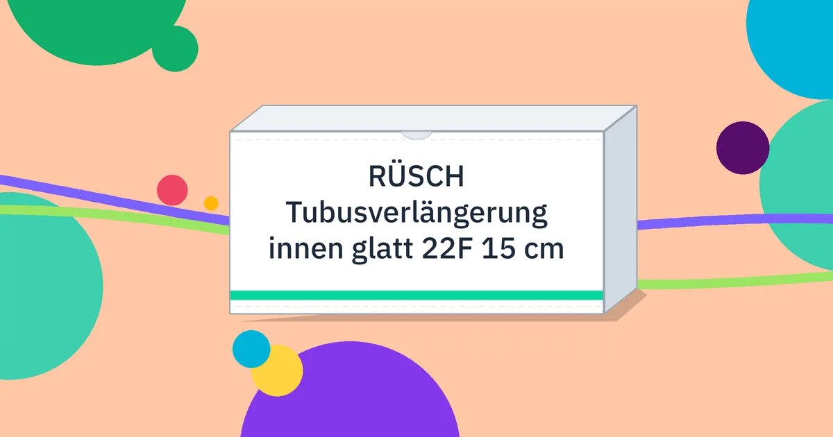 Symbolbild: Packung mit der Aufschrift RÜSCH Tubusverlängerung innen glatt 22F 15 cm (PZN 16771662) – Verfügbarkeit und Bezug in Apotheken in Frankfurt am Main