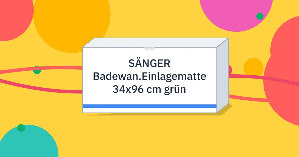 Symbolbild: Packung mit der Aufschrift SÄNGER Badewan.Einlagematte 34x96 cm grün (PZN 02190312) – Verfügbarkeit und Bezug in Apotheken in Frankfurt am Main