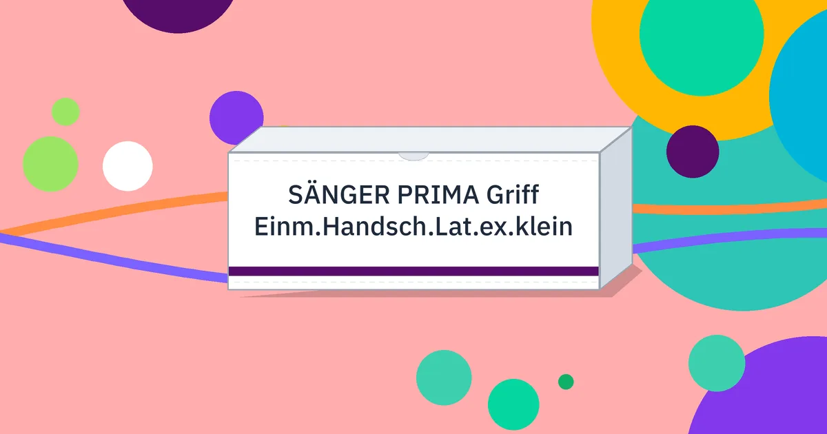 Symbolbild: Packung mit der Aufschrift SÄNGER PRIMA Griff Einm.Handsch.Lat.ex.klein (PZN 00289526) – Verfügbarkeit und Bezug in Apotheken in Frankfurt am Main