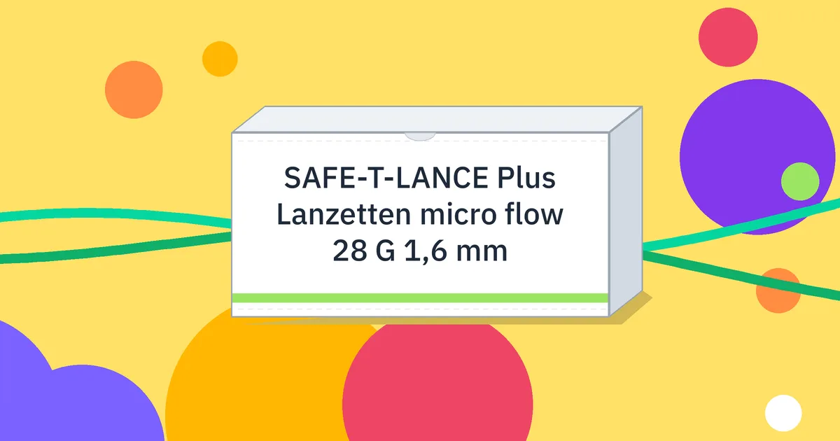 Symbolbild: Packung mit der Aufschrift SAFE-T-LANCE Plus Lanzetten micro flow 28 G 1,6 mm (PZN 13981229) – Verfügbarkeit und Bezug in Apotheken in Frankfurt am Main