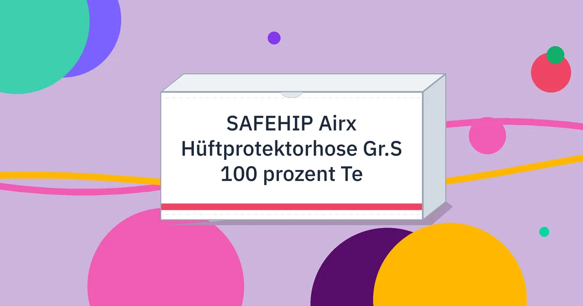 Symbolbild: Packung mit der Aufschrift SAFEHIP Airx Hüftprotektorhose Gr.S 100 prozent Te (PZN 08850637) – Verfügbarkeit und Bezug in Apotheken in Frankfurt am Main
