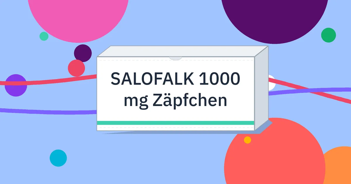 Symbolbild: Packung mit der Aufschrift SALOFALK 1000 mg Zäpfchen (PZN 19549585) – Verfügbarkeit und Bezug in Apotheken in Frankfurt am Main
