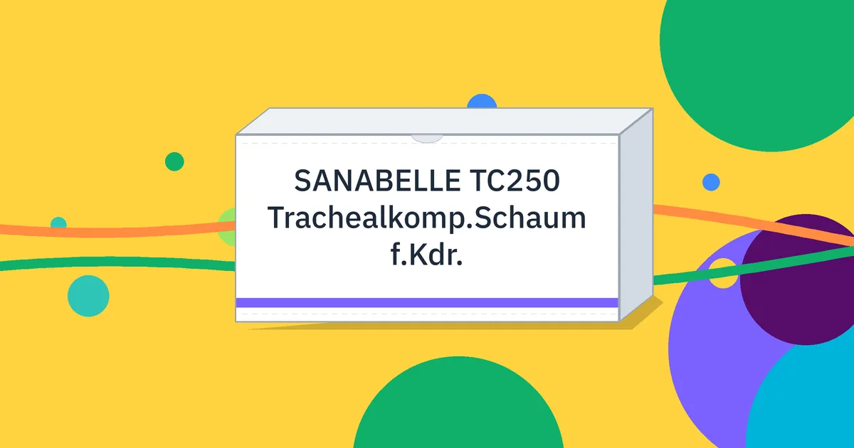 Symbolbild: Packung mit der Aufschrift SANABELLE TC250 Trachealkomp.Schaum f.Kdr. (PZN 12557222) – Verfügbarkeit und Bezug in Apotheken in Frankfurt am Main