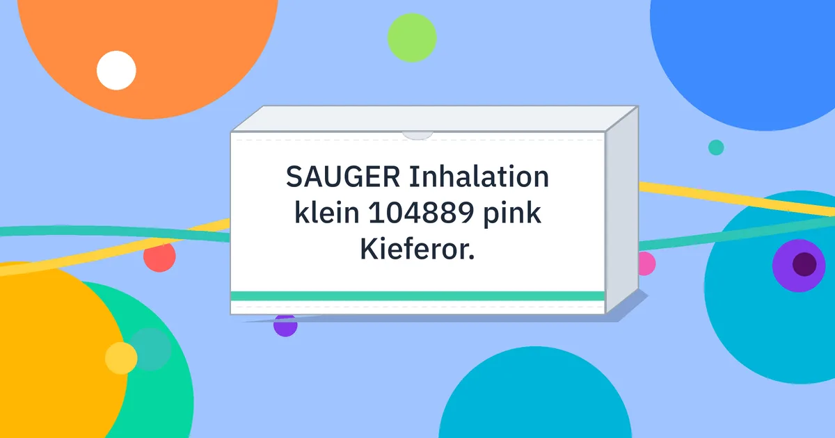 Symbolbild: Packung mit der Aufschrift SAUGER Inhalation klein 104889 pink Kieferor. (PZN 04867954) – Verfügbarkeit und Bezug in Apotheken in Frankfurt am Main