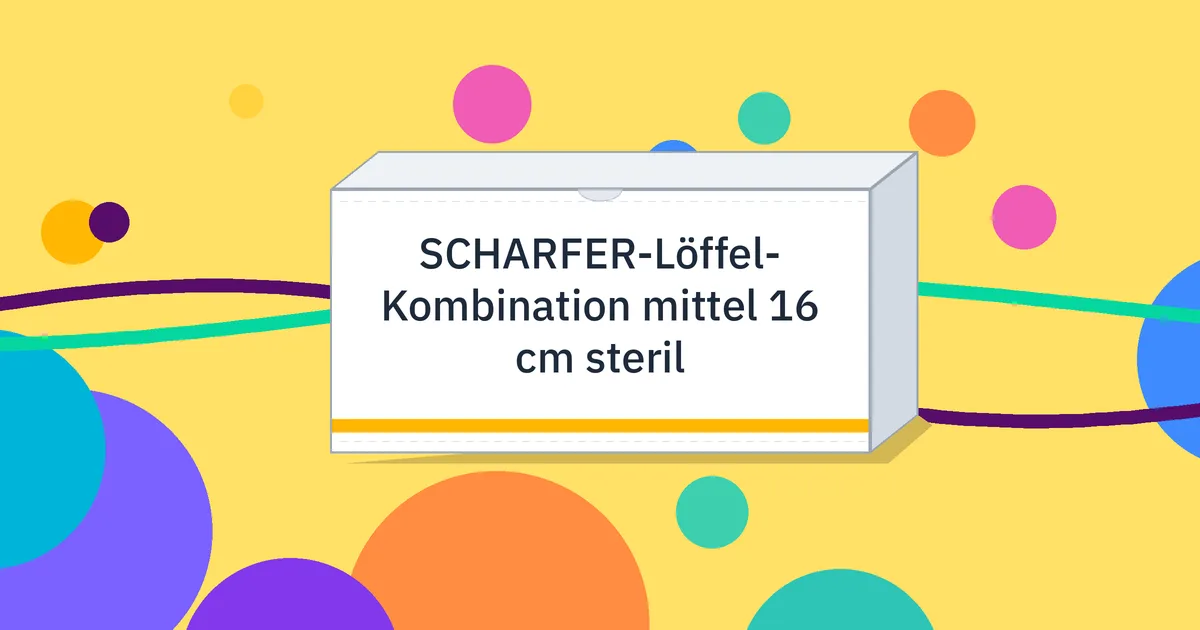 Symbolbild: Packung mit der Aufschrift SCHARFER-Löffel-Kombination mittel 16 cm steril (PZN 17248158) – Verfügbarkeit und Bezug in Apotheken in Frankfurt am Main