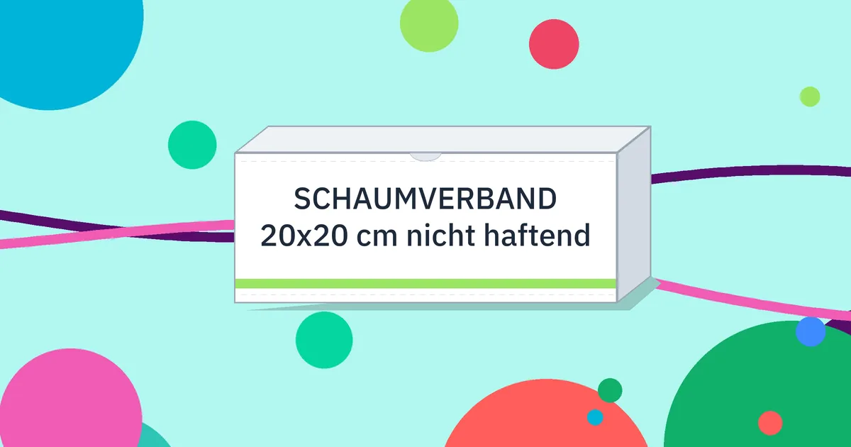 Symbolbild: Packung mit der Aufschrift SCHAUMVERBAND 20x20 cm nicht haftend (PZN 14180572) – Verfügbarkeit und Bezug in Apotheken in Frankfurt am Main