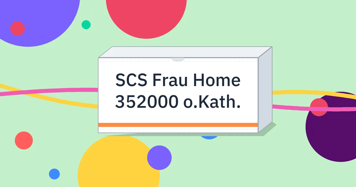 Symbolbild: Packung mit der Aufschrift SCS Frau Home 352000 o.Kath. (PZN 06628277) – Verfügbarkeit und Bezug in Apotheken in Frankfurt am Main