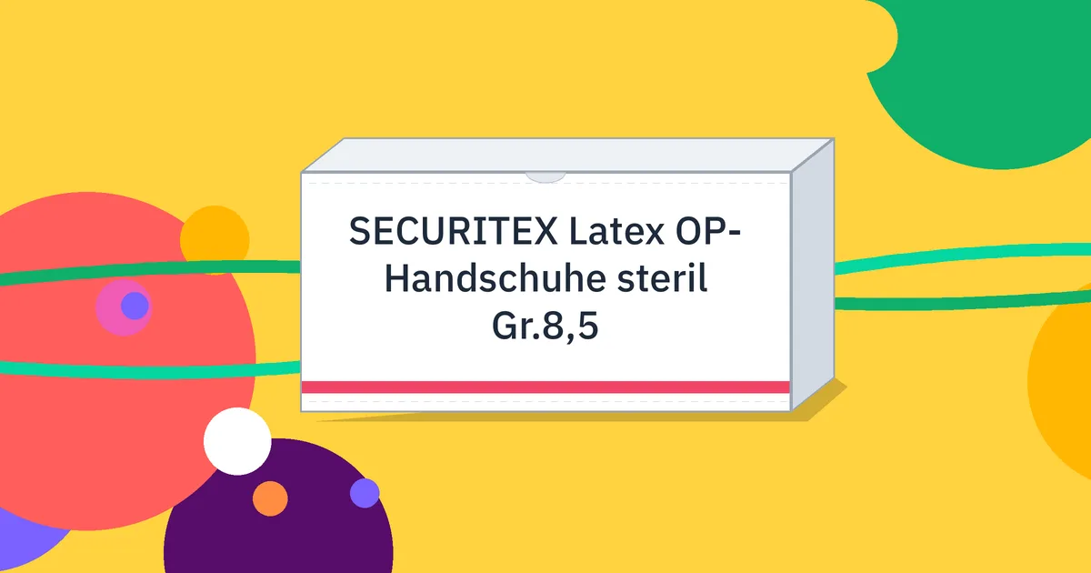 Symbolbild: Packung mit der Aufschrift SECURITEX Latex OP-Handschuhe steril Gr.8,5 (PZN 03851276) – Verfügbarkeit und Bezug in Apotheken in Frankfurt am Main