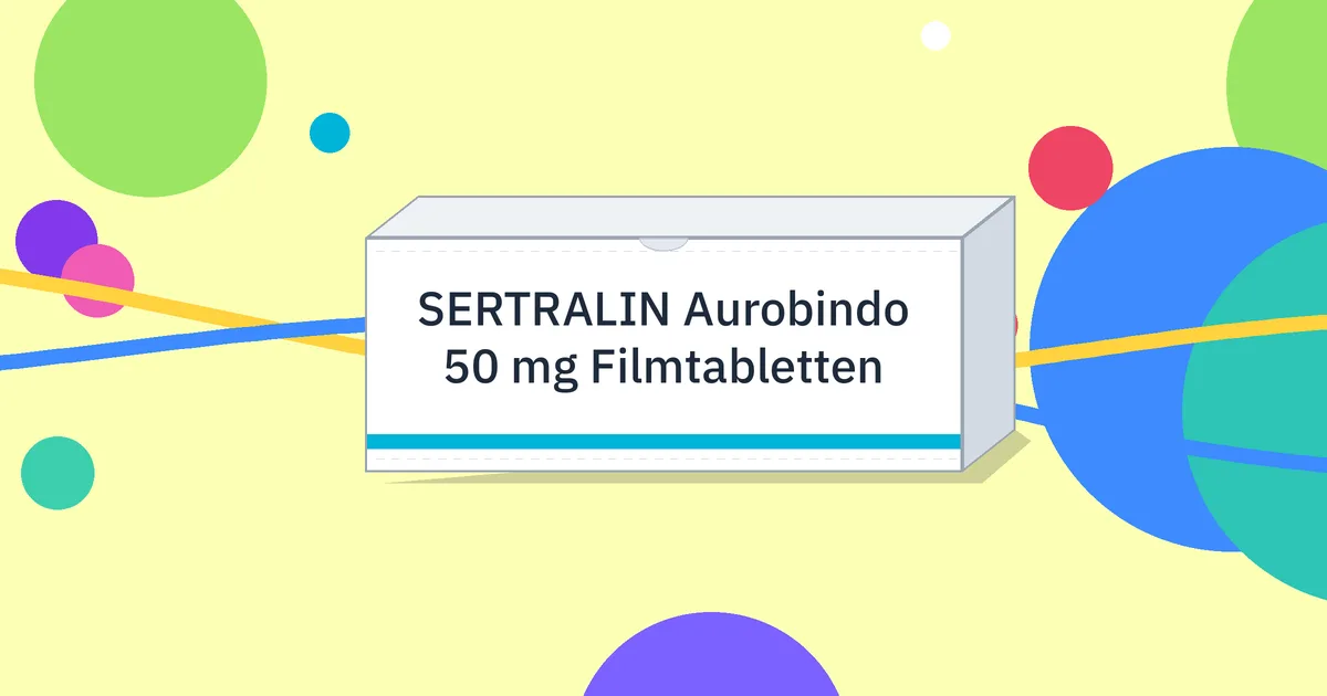 Symbolbild: Packung mit der Aufschrift SERTRALIN Aurobindo 50 mg Filmtabletten (PZN 05454042) – Verfügbarkeit und Bezug in Apotheken in Frankfurt am Main