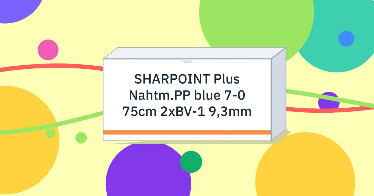 Symbolbild: Packung mit der Aufschrift SHARPOINT Plus Nahtm.PP blue 7-0 75cm 2xBV-1 9,3mm (PZN 17985916) – Verfügbarkeit und Bezug in Apotheken in Frankfurt am Main