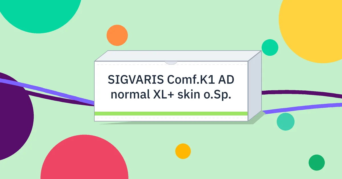Symbolbild: Packung mit der Aufschrift SIGVARIS Comf.K1 AD normal XL+ skin o.Sp. (PZN 17093566) – Verfügbarkeit und Bezug in Apotheken in Frankfurt am Main