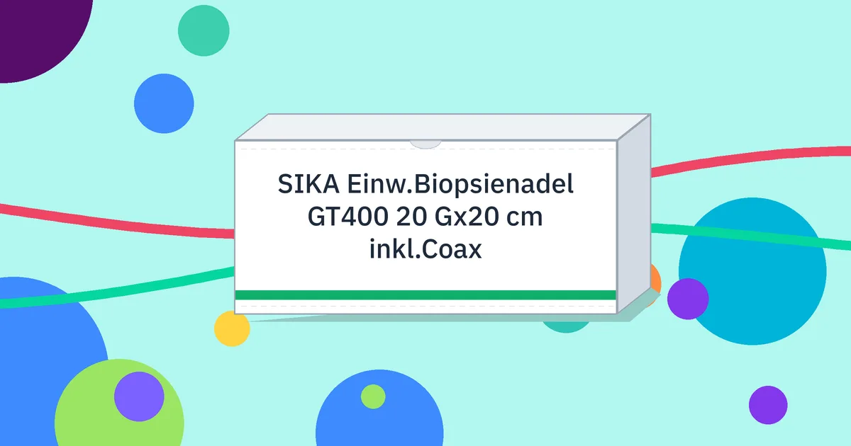 Symbolbild: Packung mit der Aufschrift SIKA Einw.Biopsienadel GT400 20 Gx20 cm inkl.Coax (PZN 20287972) – Verfügbarkeit und Bezug in Apotheken in Frankfurt am Main