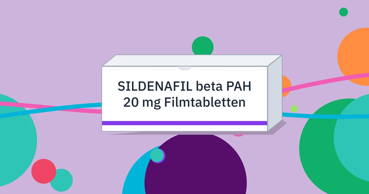 Symbolbild: Packung mit der Aufschrift SILDENAFIL beta PAH 20 mg Filmtabletten (PZN 03507768) – Verfügbarkeit und Bezug in Apotheken in Frankfurt am Main