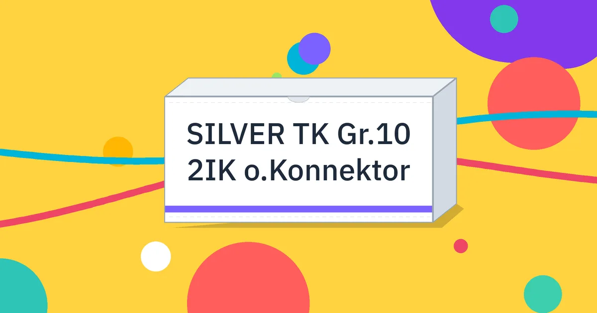 Symbolbild: Packung mit der Aufschrift SILVER TK Gr.10 2IK o.Konnektor (PZN 10316916) – Verfügbarkeit und Bezug in Apotheken in Frankfurt am Main