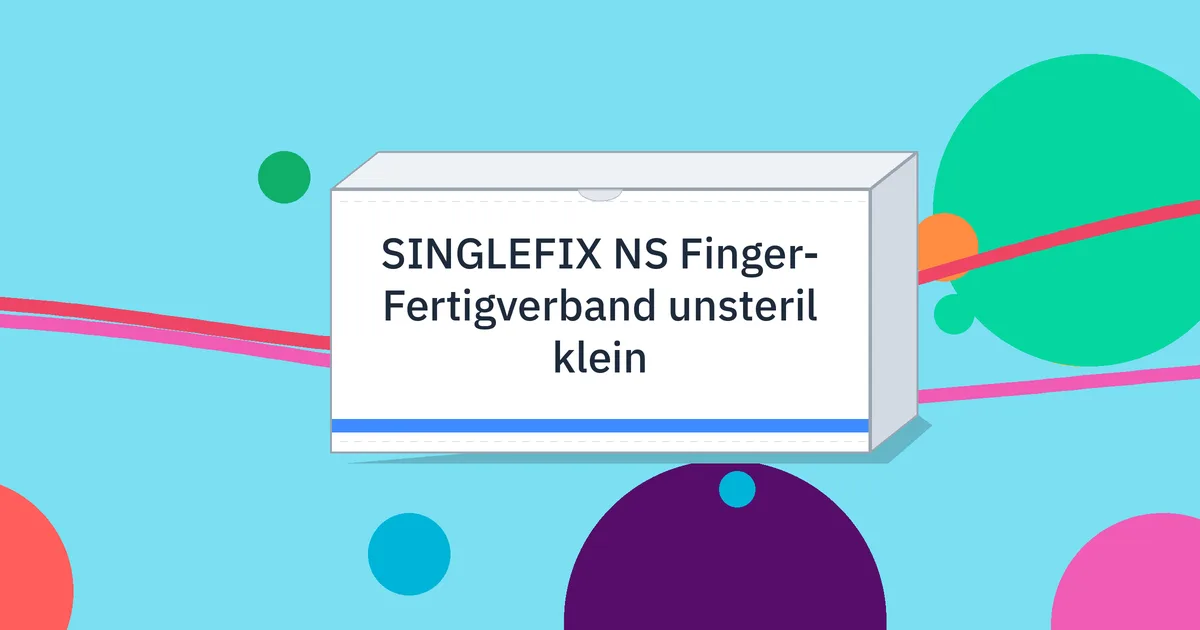 Symbolbild: Packung mit der Aufschrift SINGLEFIX NS Finger-Fertigverband unsteril klein (PZN 19184250) – Verfügbarkeit und Bezug in Apotheken in Frankfurt am Main