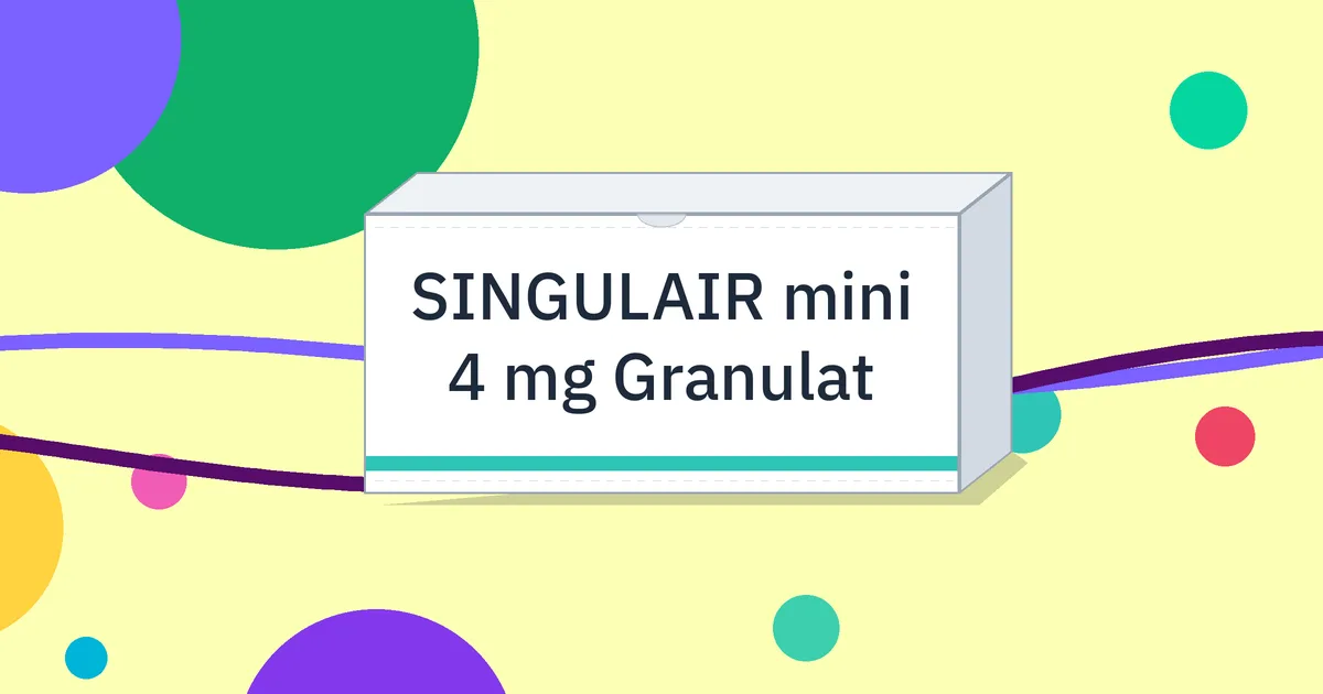 Symbolbild: Packung mit der Aufschrift SINGULAIR mini 4 mg Granulat (PZN 06976469) – Verfügbarkeit und Bezug in Apotheken in Frankfurt am Main