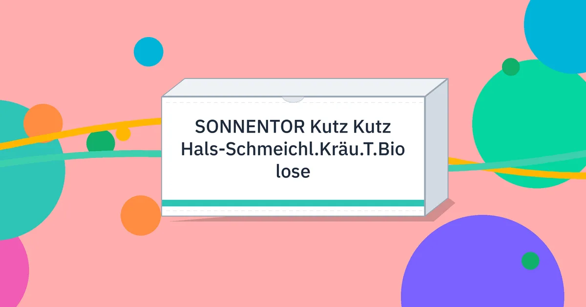 Symbolbild: Packung mit der Aufschrift SONNENTOR Kutz Kutz Hals-Schmeichl.Kräu.T.Bio lose (PZN 18903547) – Verfügbarkeit und Bezug in Apotheken in Frankfurt am Main