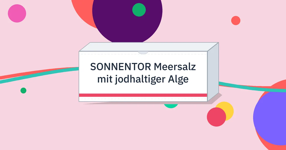 Symbolbild: Packung mit der Aufschrift SONNENTOR Meersalz mit jodhaltiger Alge (PZN 18904156) – Verfügbarkeit und Bezug in Apotheken in Frankfurt am Main