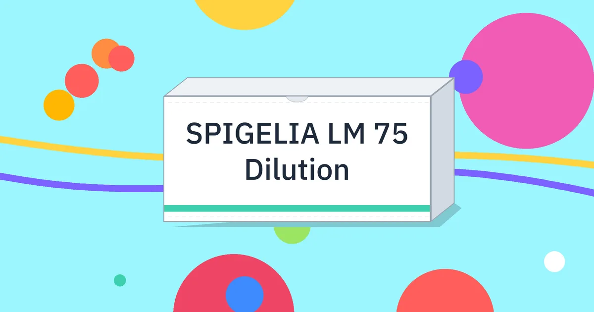 Symbolbild: Packung mit der Aufschrift SPIGELIA LM 75 Dilution (PZN 13195382) – Verfügbarkeit und Bezug in Apotheken in Frankfurt am Main