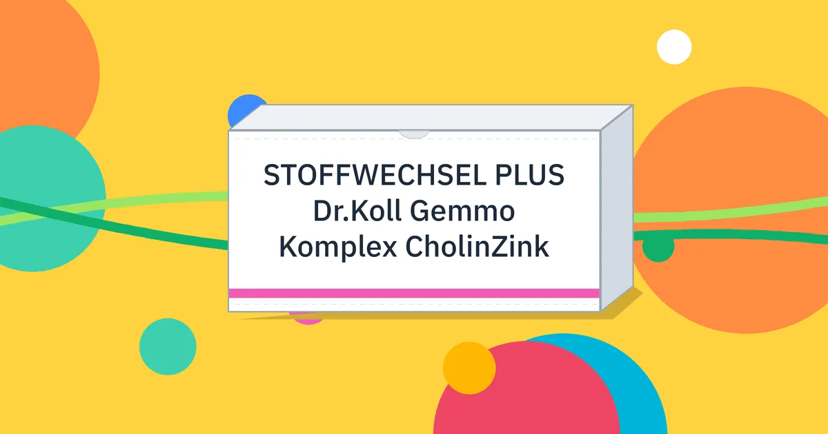 Symbolbild: Packung mit der Aufschrift STOFFWECHSEL PLUS Dr.Koll Gemmo Komplex CholinZink (PZN 18137739) – Verfügbarkeit und Bezug in Apotheken in Frankfurt am Main